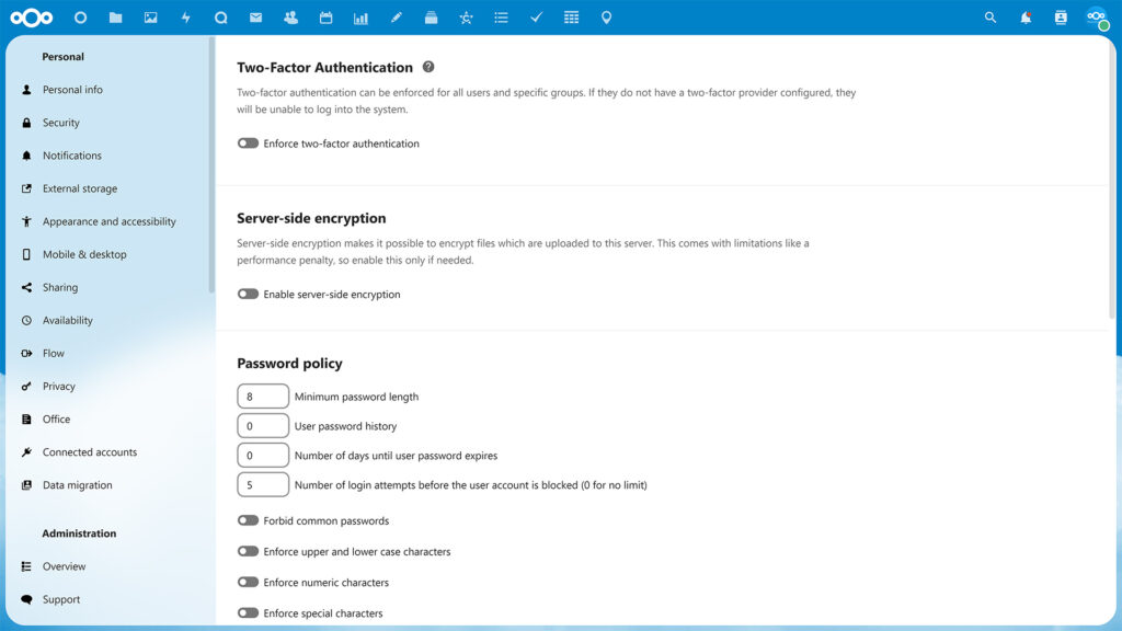Nextcloud security and authentication