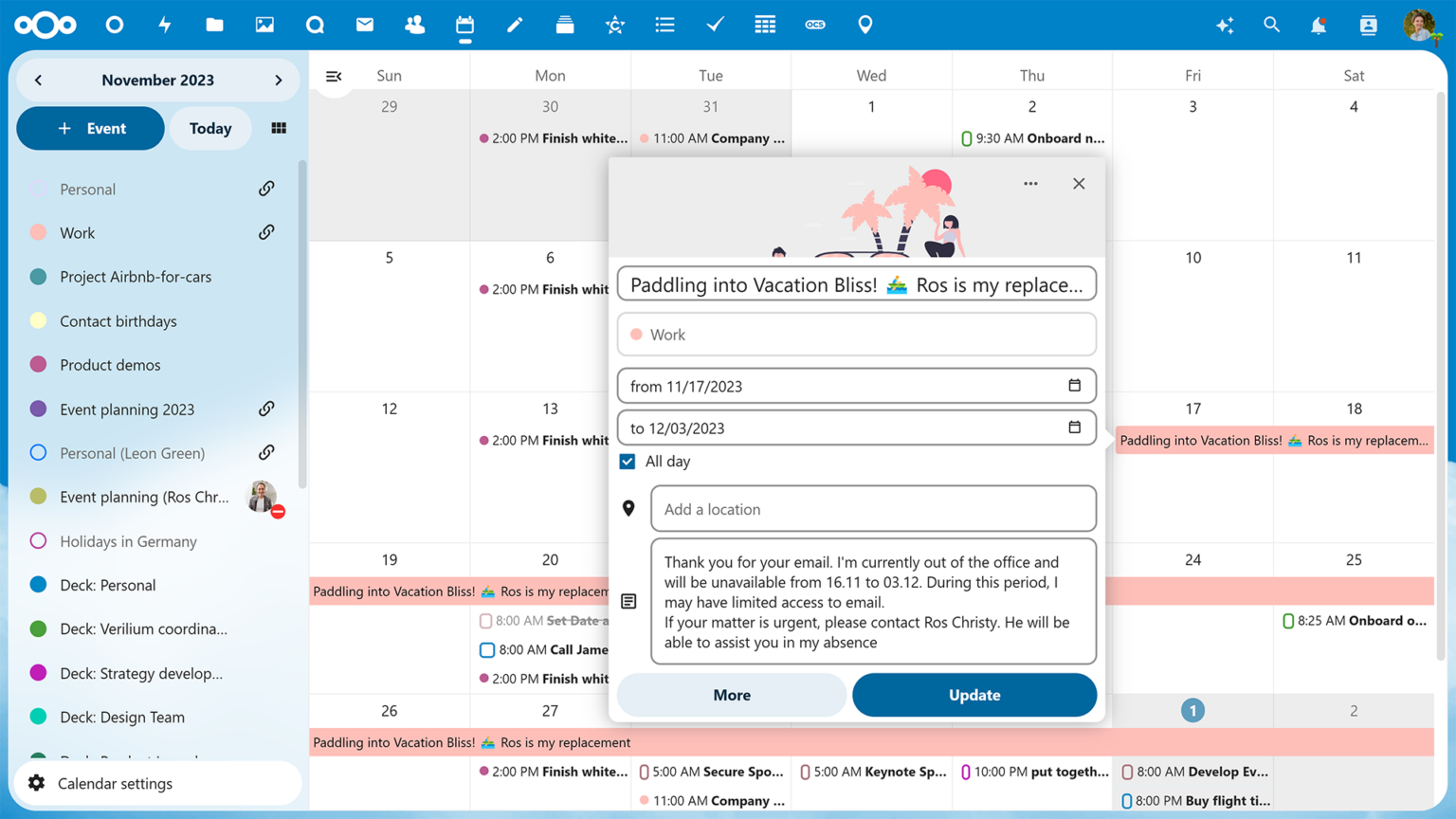Nextcloud Hub 7: advanced search and global out-of-office features - Nextcloud