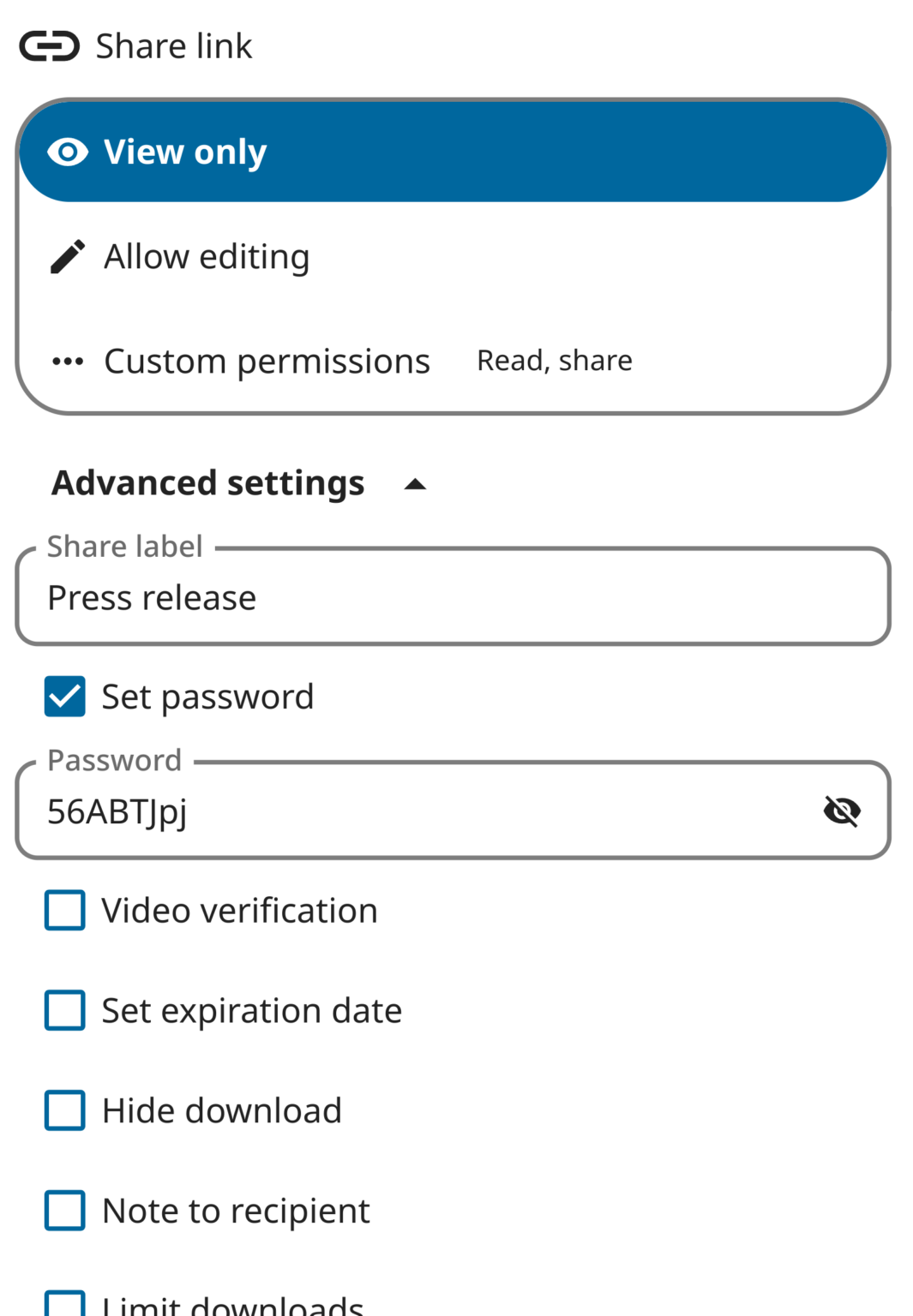 Educating Bild: password-protected sharing - Nextcloud