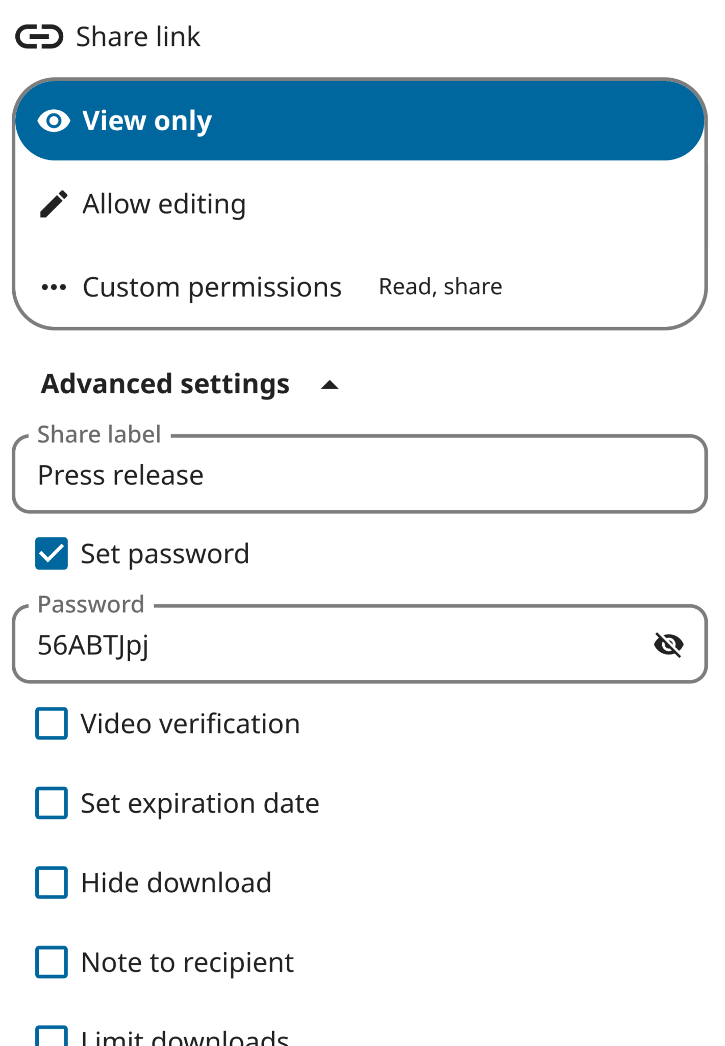 Educating Bild: password-protected sharing - Nextcloud