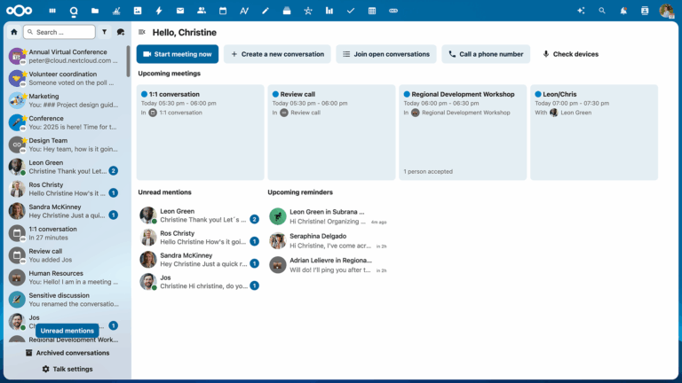 Nextcloud Talk - Online-Meetings, Videokonferenzen und Chats