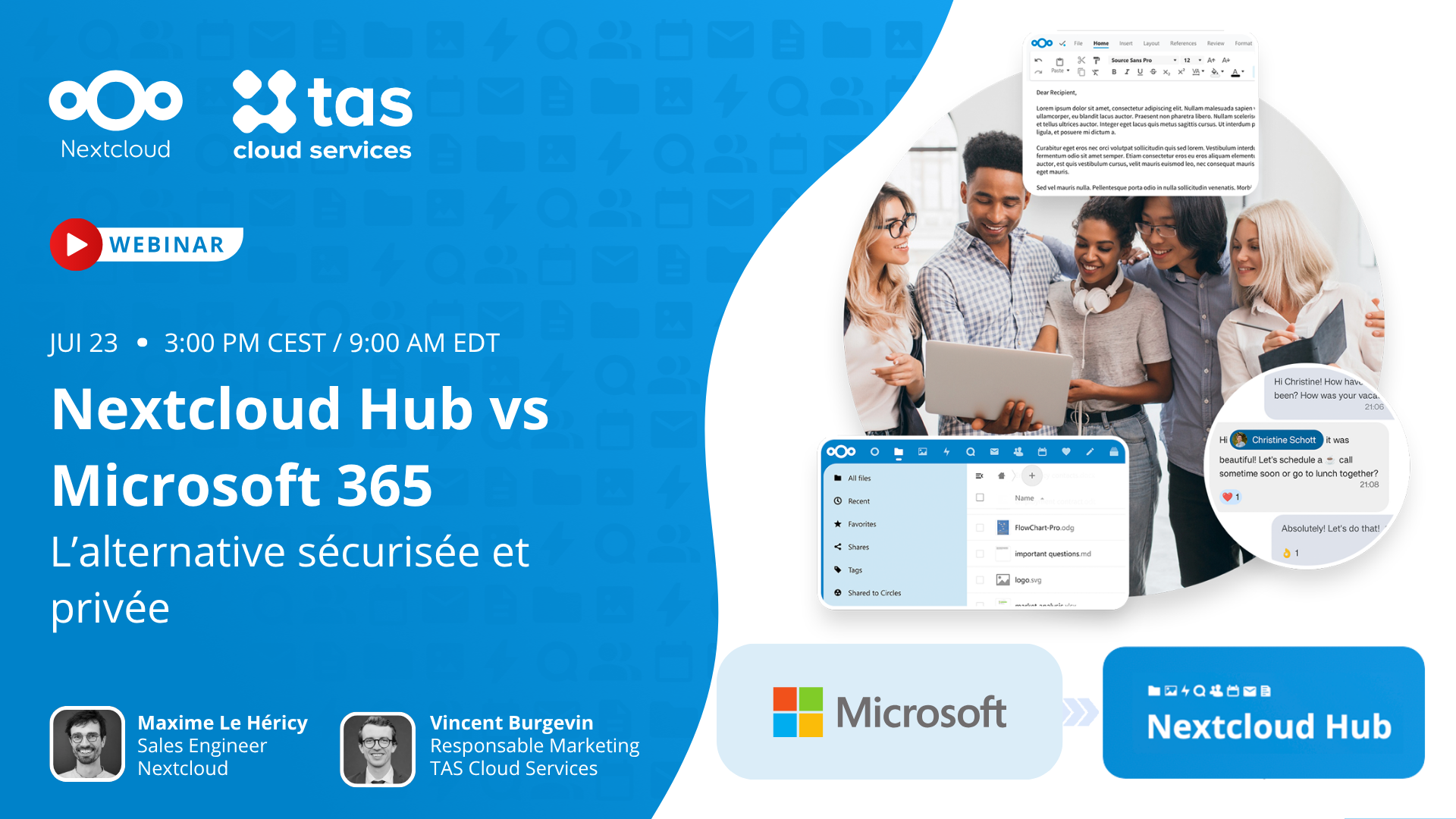 [On-demand webinar] Nextcloud Hub vs Microsoft 365 : L’alternative sécurisée et privée