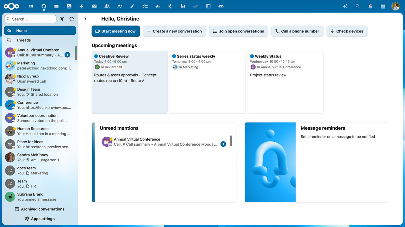 Calls, chat and video conferencing with Nextcloud Talk