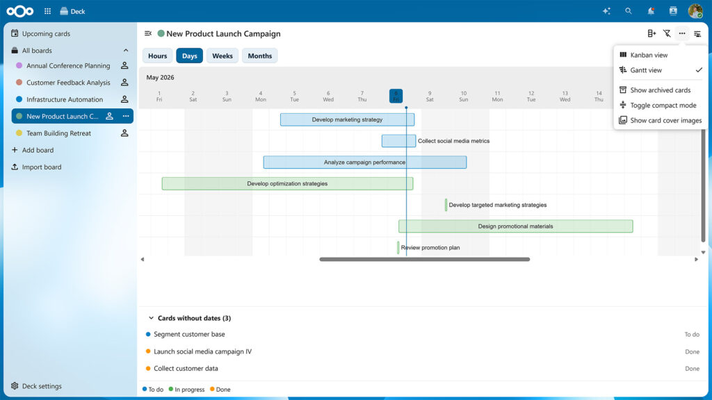 Nextcloud Deck: the kanban board & Gantt chart app for teams - Nextcloud