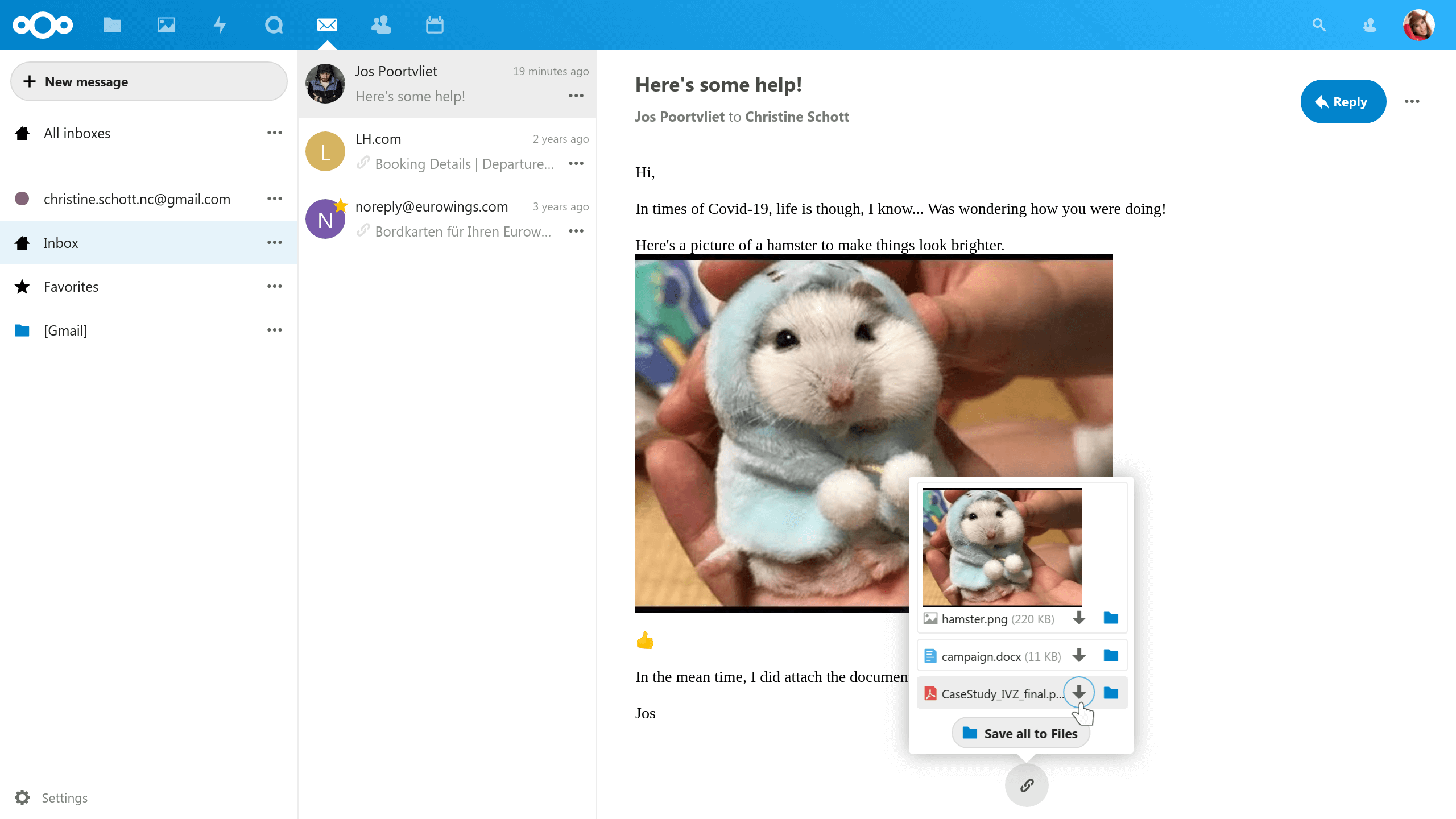 Mail 1.3 introduces mail cache, improved signatures, link shares, mark ...
